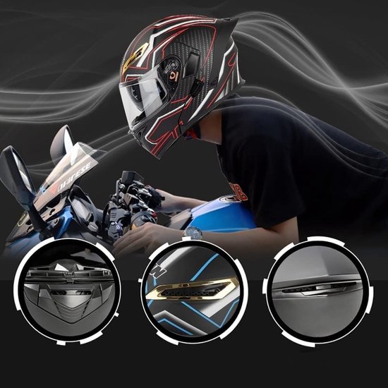 Geïntegreerde opklapbare motorhelm met Bluetooth-helm, motorhelm met ...
