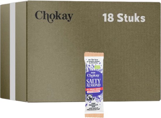 Chokay | Dark Chocolate Bar | Salty Almond | 18 stuks | 18 x 35 gram | bol