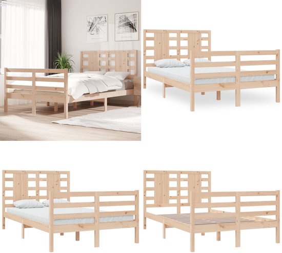 vidaXL Bedframe zonder matras massief grenenhout 120x200 cm - Bedframe - Bedframes -... | bol