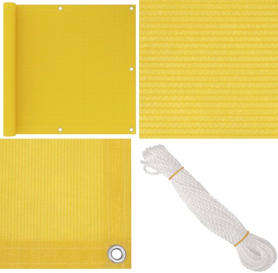 vidaXL Balkonscherm 90x600 cm HDPE geel Balkonscherm - Privacy Screen ...