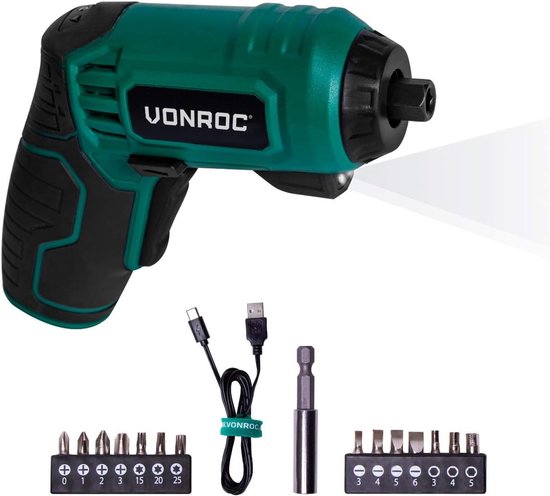 Accu Schroefmachine 4V met 14-delige Bitset en USB-C Oplaadkabel | bol