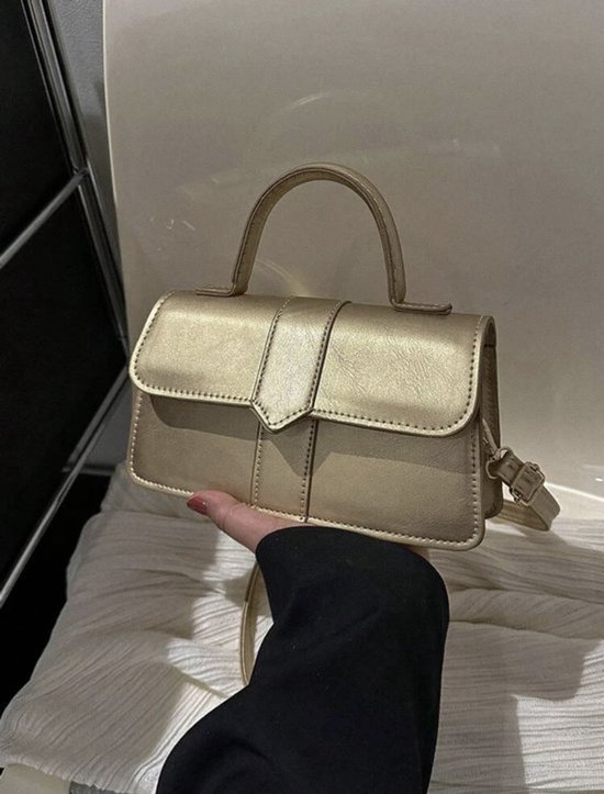 Handtas - Schoudertas - Metallic Goud - Trendy - PU leer - Dames tas | bol