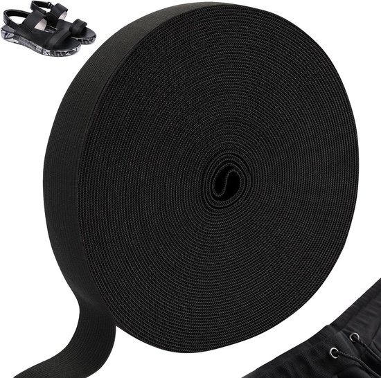 Elastiek voor naaien - 20 m x 30 mm - Hoge elasticiteit - Zwart | bol