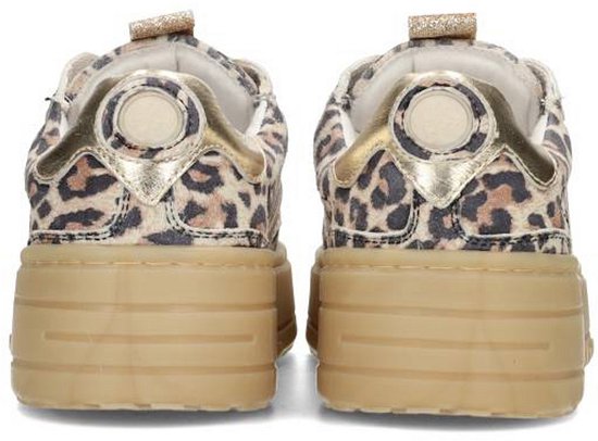 PS Poelman® Dames Sneaker - Goud - Leer - Maat 39 - Leopard | bol