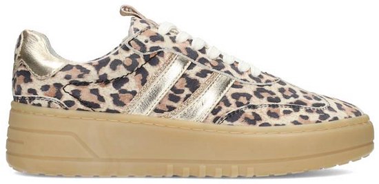 PS Poelman® Dames Sneaker - Goud - Leer - Maat 39 - Leopard | bol