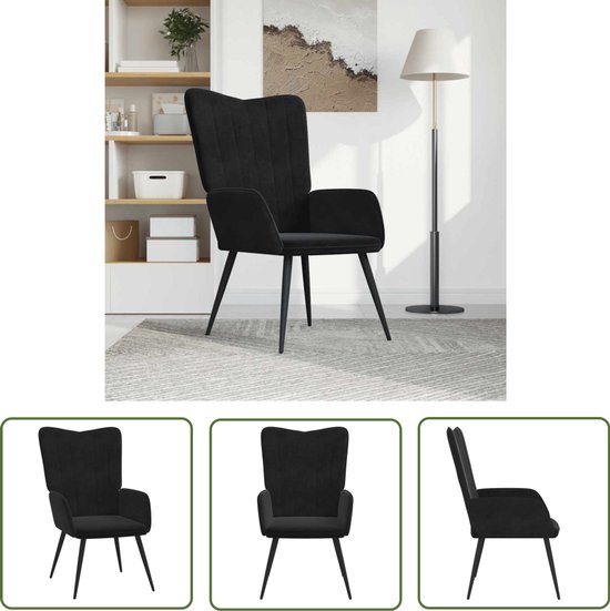 vidaXL Relaxstoel - Fluweel Zwart - Comfortabel Design Relaxfauteuil ...