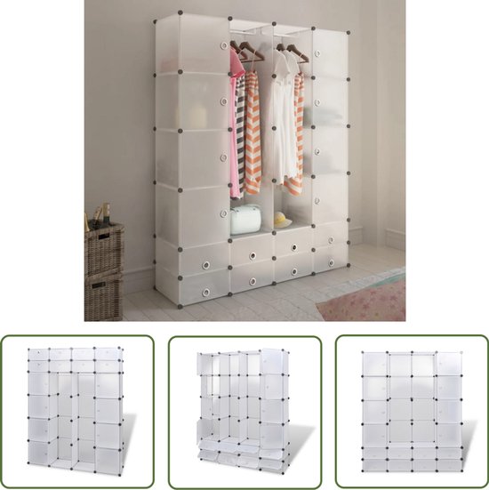vidaXL Modulaire Kast 18 Vakken Wit - 37x146x180,5cm Modulaire Kast ...