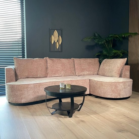 Hoekbank rond Lando 270cm bank met ronding taupe chenille bankstel ...