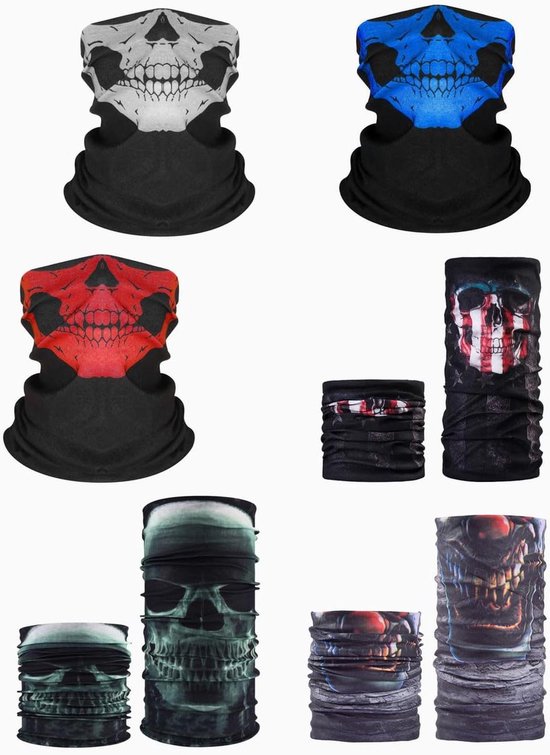 Pack of 6 Functional Scarves Men's Thin Hood Scarf Seamless Face Mask ...