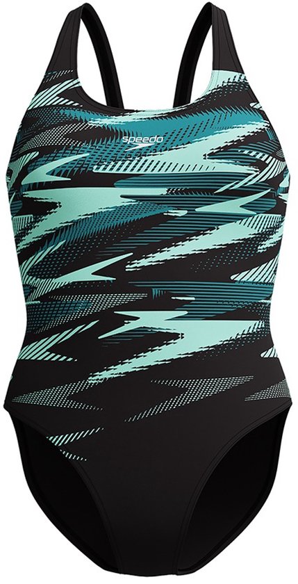 Speedo dames eco+ muscleback badpak hyperboom placement blauw & zwart | bol