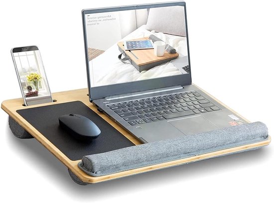 Draagbare schoottafel met kussen, polskussen en muismat - Geschikt voor ...