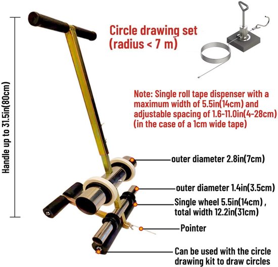 Basketbalveld Markering Kit, Tape Marking Machine, Scribing Tool, Hand ...