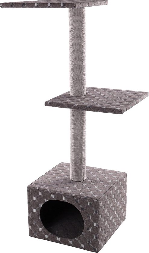 Krabpaal Grijs Simon - 54 x 345 x 105 cm - Kattenpaal met krabtouw van katoen -... | bol