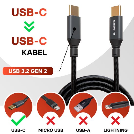 ProFPS USB-C naar USB-C Kabel 3 Meter geschikt voor PlayStation Portal ...