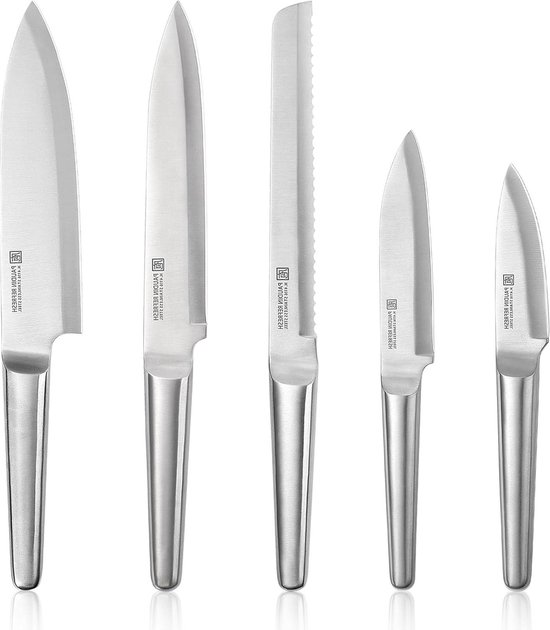 5-delige messenset - keukenmessenset van roestvrij staal - 5 stuks ...
