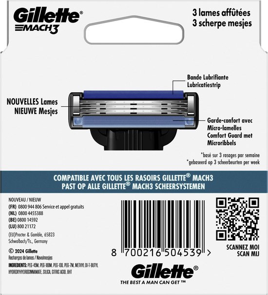 Gillette Mach3 Base Scheermesjes Voor Mannen - 8 stuks | bol