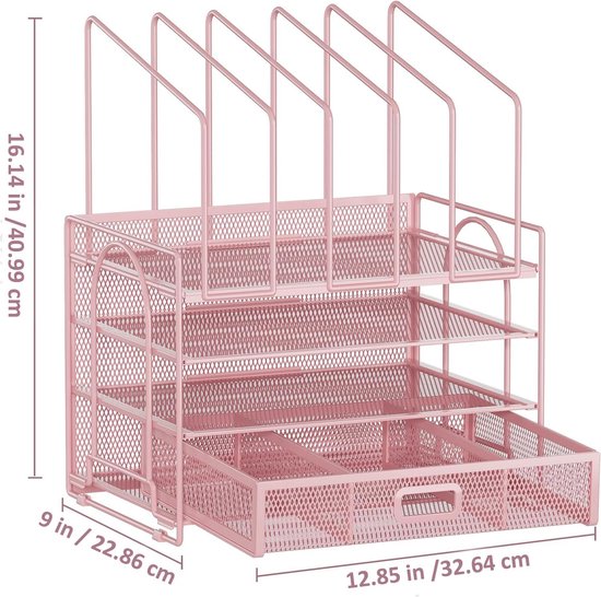 Bureau Organizer - Papieren Brieven Organizer - 4 Planken - Roze ...