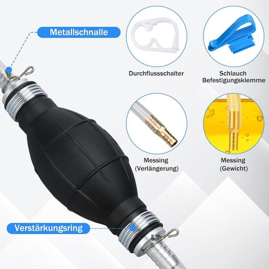 Draagbare handpomp voor benzine 8 mm - Met 2 m slang - Universele ...