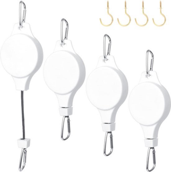5x Verstelbare Plant Katrol Hanger - Intrekbare Witte Haken voor ...