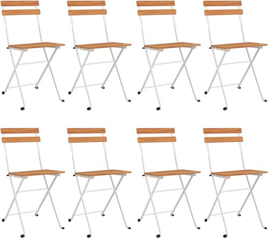 vidaXL Bistrostoelen - 8 stuks - Inklapbaar - Hout & Staal Tuinstoel ...