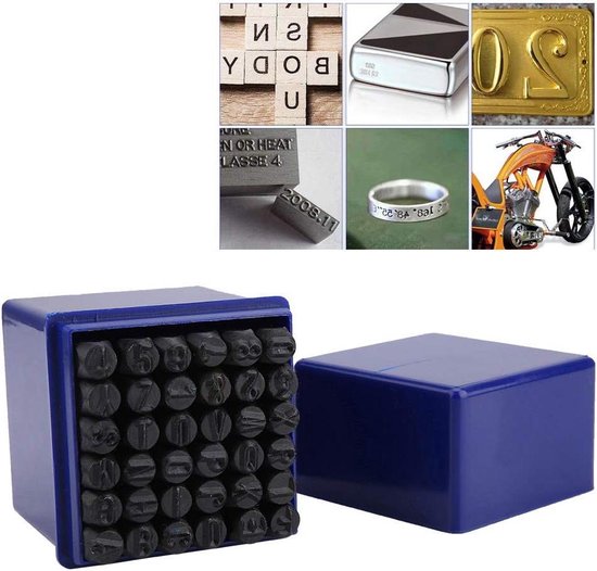 36-delige stempelset metalen letters cijfers 6 mm alfabetstempels ...