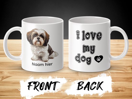 Shih Tzu Gepersonaliseerde hondenmok, Ik hou van mijn hond beker, Hond ...