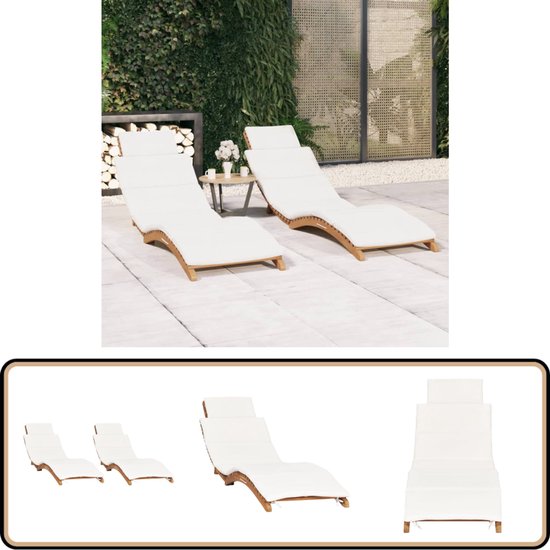 vidaXL Ligbedden - 2 stuks - Massief Teakhout Ligbed - Teak Hout ...