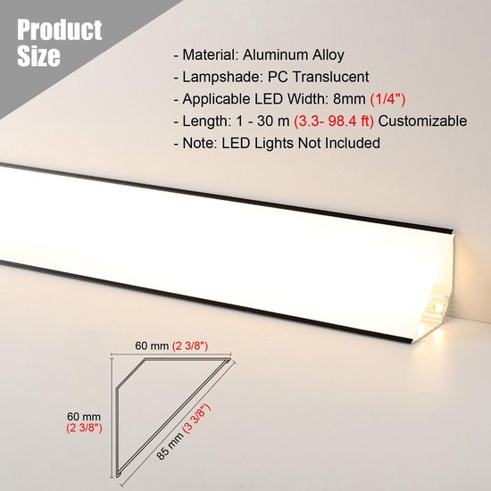 Aluminum Crown Molding with LED Channel,45° Oblique Luminous Backlight ...