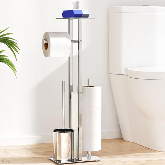 Dutchers® Roestvrijstalen toiletpapierhouder - Toilethouder Staand met ...