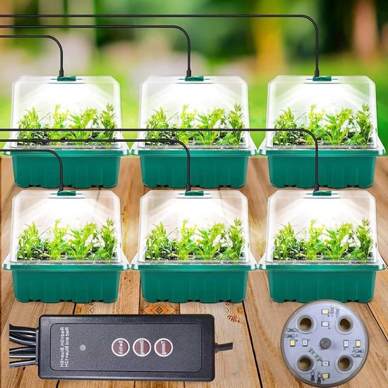 5-delige broeikas met hoog deksel en timer - ideaal voor zaailingen - 5 ...