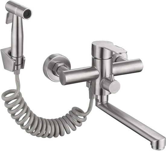 Waterkraan voor keuken - Wandmontage - 360 graden draaibaar - roestvrij ...