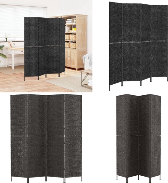 vidaXL Kamerscherm met 4 panelen 163x180 cm waterhyacint zwart ...