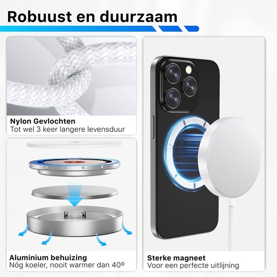 Qi2 Draadloze Oplader geschikt voor Apple iPhone 16, 15, 14, 13, 12 met ...