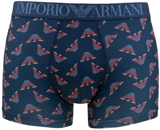 Emporio Armani heren microfiber boxer all over logo blauw | bol