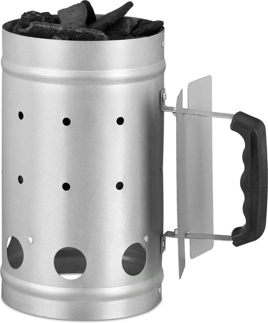 Brikettenstarter Staal 27x16cm BBQ Tuinfeestjes Barbecue Zilver . | bol