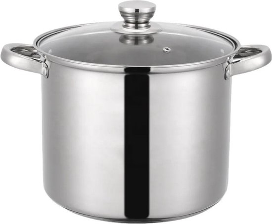 Livista® Verstevigde RVS Soeppan - 30 cm - Met Glazen Deksel - Geschikt ...