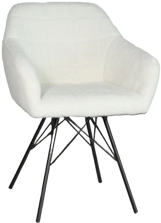 SET DEAL: 6 stuks Eetkamerstoel met armleuning Lola wit teddy eetstoel ...