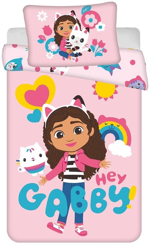 Gabby's Dollhouse dekbedovertrek Hey Gabby- 100 x 135 cm - Katoen | bol