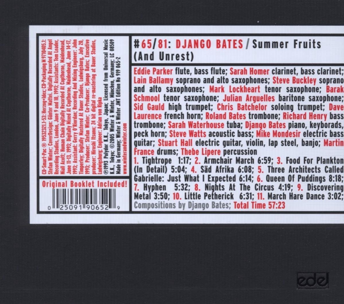 Summer Fruits & Unrest, Django Bates | CD (album) | Muziek | bol.com