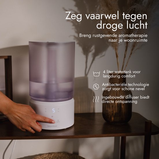 Bloomfold Luchtbevochtiger Lume - Humidifier - Aromadiffuser - 4L Anti ...