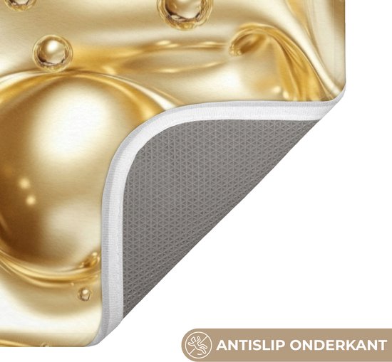 Badmat 60x120 cm - Antislip - Vloeibaar - Druppels - Goud - Badmatten ...