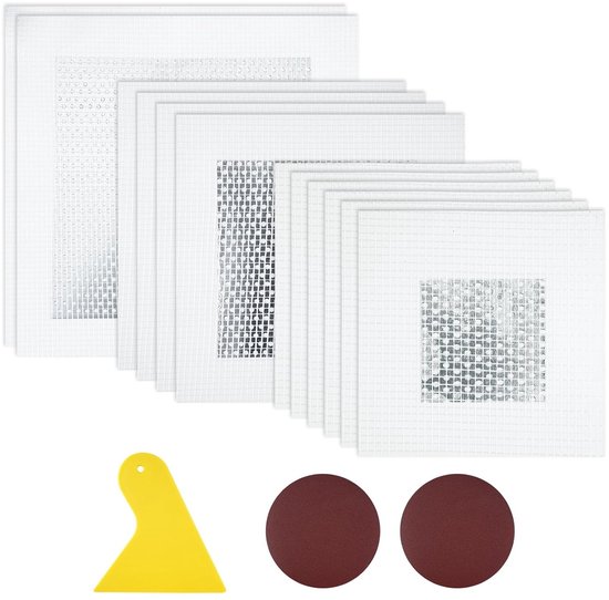 Set van 12 Zelfklevende Wandreparatie Patches 10/15/20 cm met Schraper ...