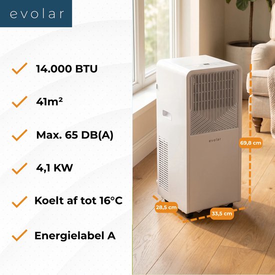 Evolar Mobiele Smart Airco - 14000 BTU - Koelen & Verwarmen - WiFi ...