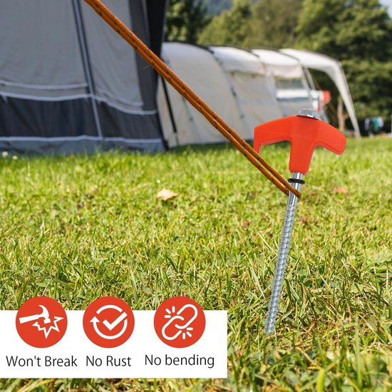 4-delige Swivel Threaded Tent Pegs Set - M8 Robuuste stalen haringen ...