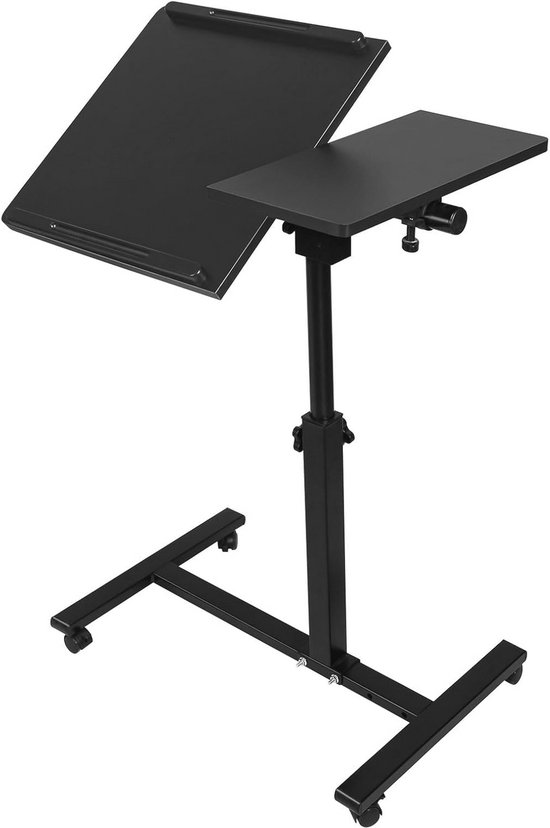 Verstelbare Bedtafel voor Laptop met Wieltjes - Mobiele en Opvouwbare ...