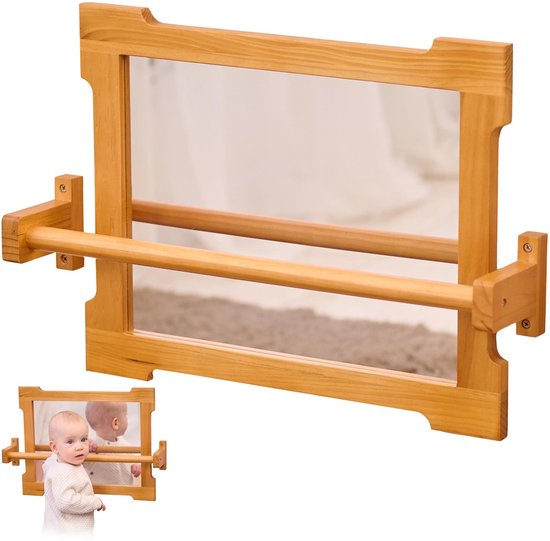 Montessori Spiegel met Stang voor Peuters – Optrekstang voor ...