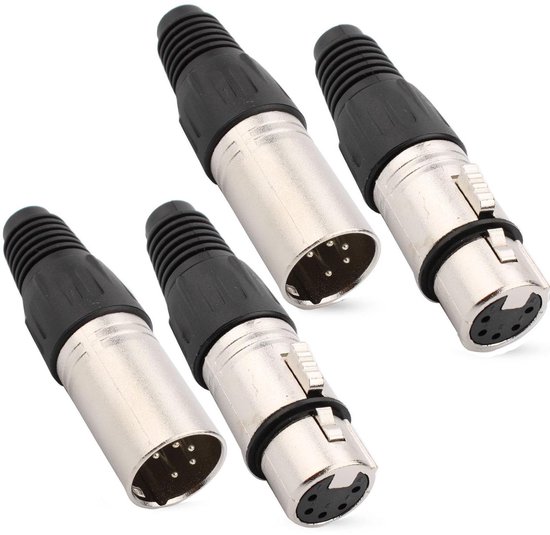 4 stuks soldeerverbinders 5-pins mini XLR-stekker mannelijk/vrouwelijk ...