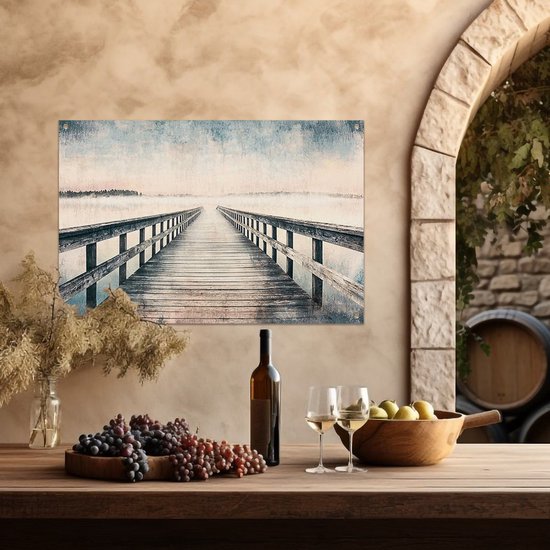 Rustieke houten brug in mist - Brug tuinprints - Tuinwanddecoratie ...
