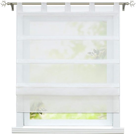 Vouwgordijn met Lussen - Modern Translucent - 1 stuk - Wit - 120x140cm ...