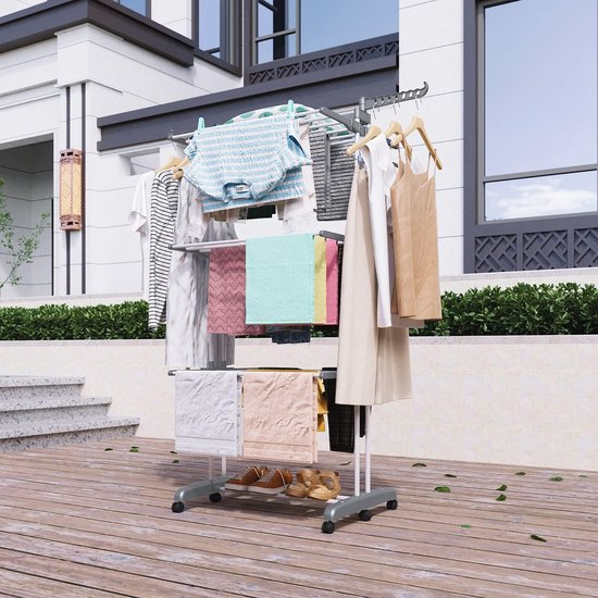 Inklapbaar Wasrek met 6 Vleugels en Uitschuifbare Breedte van 66-130 cm ...